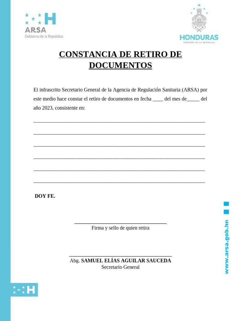 CONSTANCIA RETIRO DE DOCUMENTOS | PDF