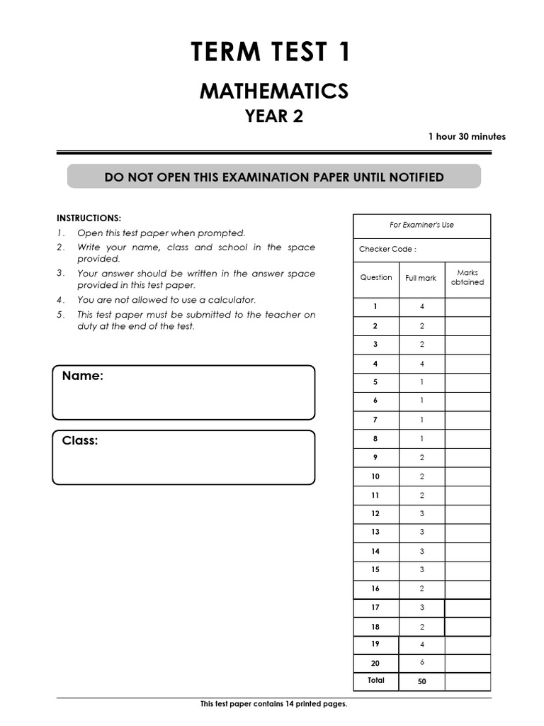 SET 2 YEAR 2 | PDF | Mathematics