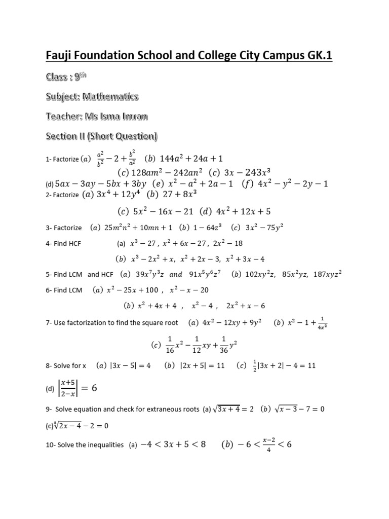 Algebra Factorization and Solutions Guide | PDF | Mathematics | Algebra