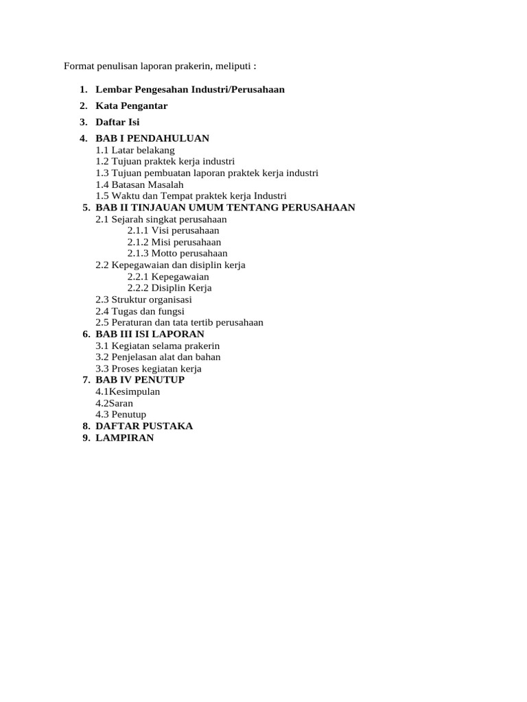 (PENTING)Format penulisan laporan prakerin | PDF