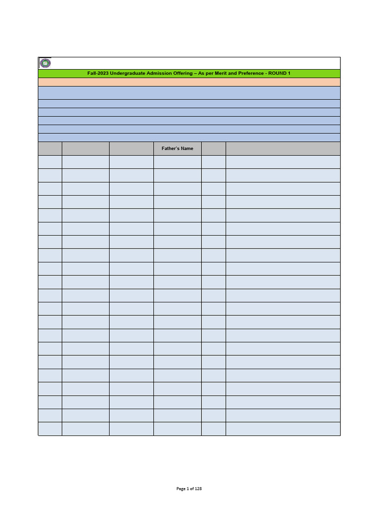 F23-R1-UG-Programs-Merit-List | PDF | Engineering