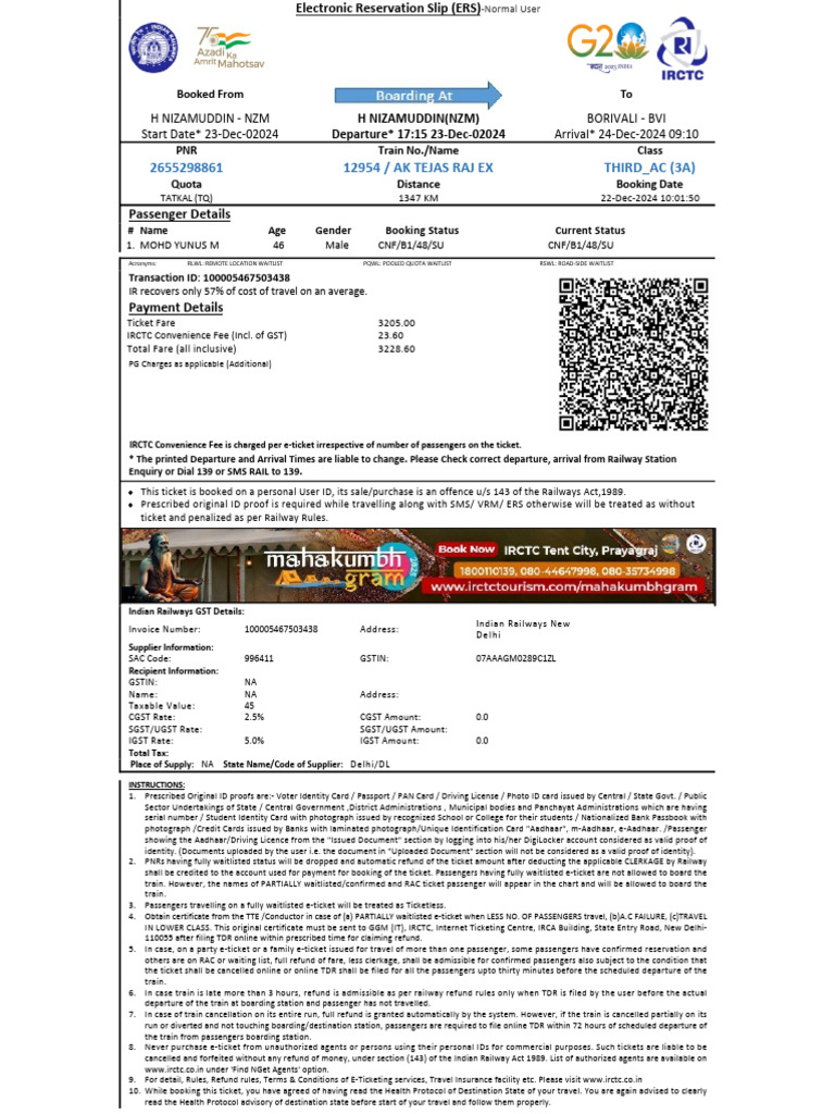Print - H NIZAMUDDIN - NZM - BORIVALI - BVI - 2655298861 | PDF | Identity Document