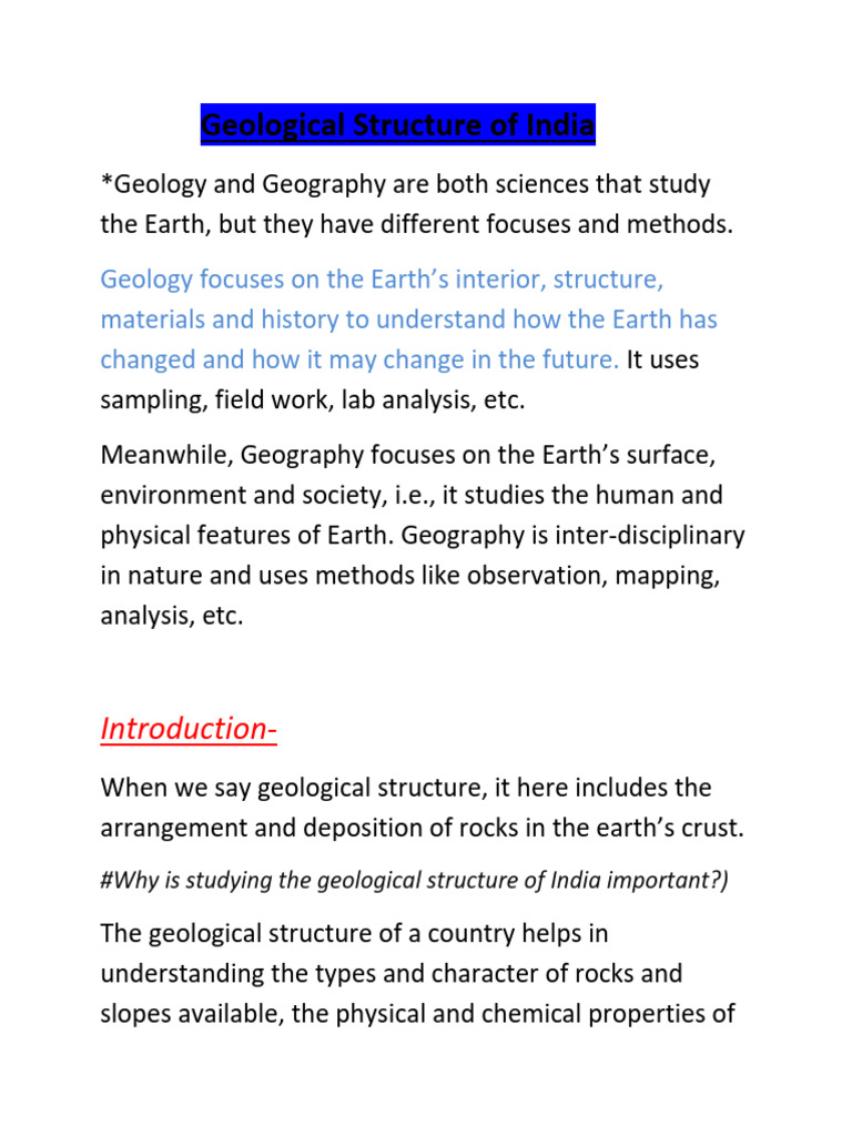 Geological Structure of India | PDF | Rock (Geology) | Geology
