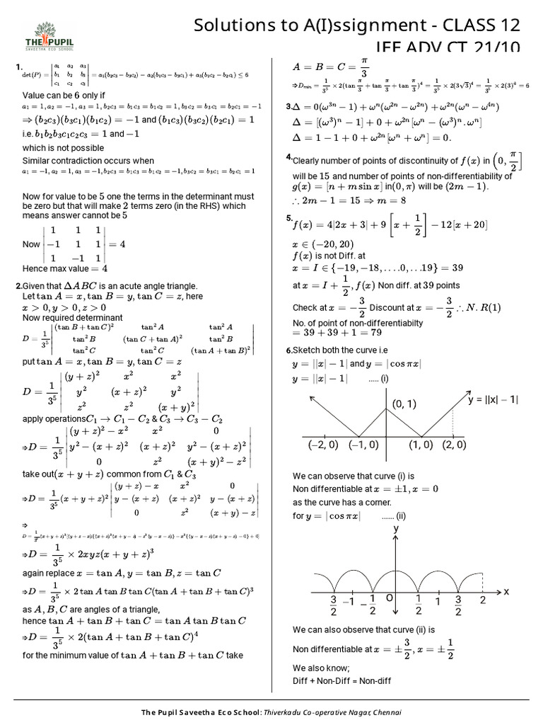 A (I) Ssignment - CLASS - 12 - JEE - ADV - CT - 21 - 10 - 27-Oct-2024 - Solution | PDF ...