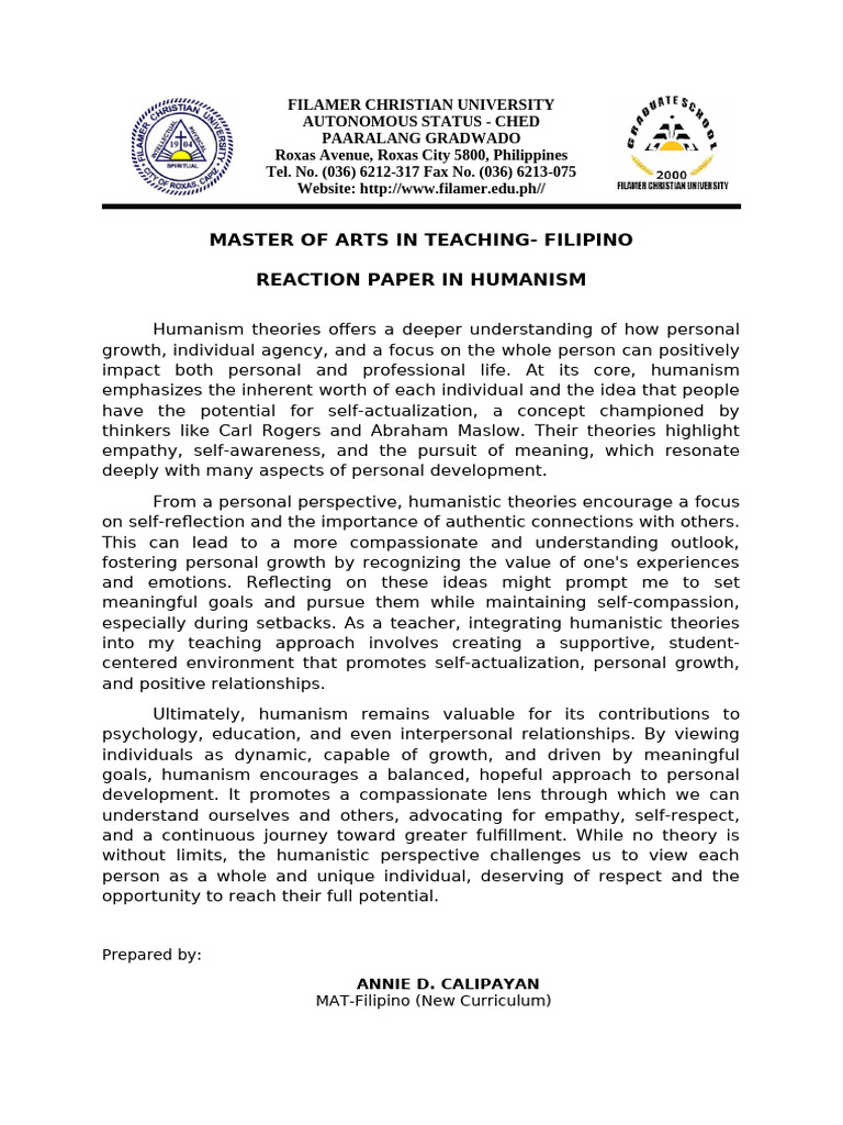 Filamer Christian University Reflection | PDF | Constructivism ...