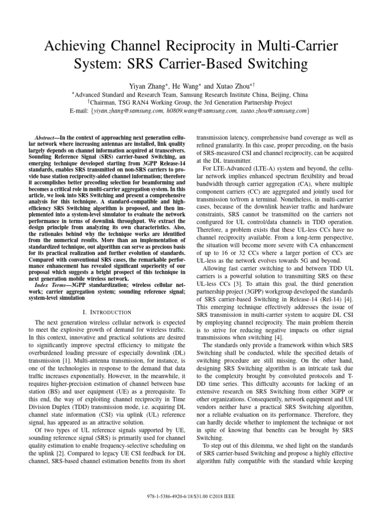 SRS Carrier-Based Switching Analysis | PDF | Duplex (Telecommunications ...