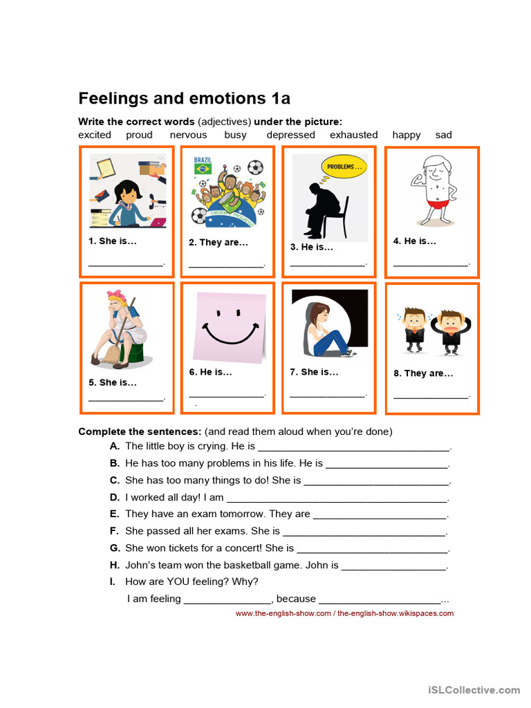 Emotions Vocabulary Exercise | PDF