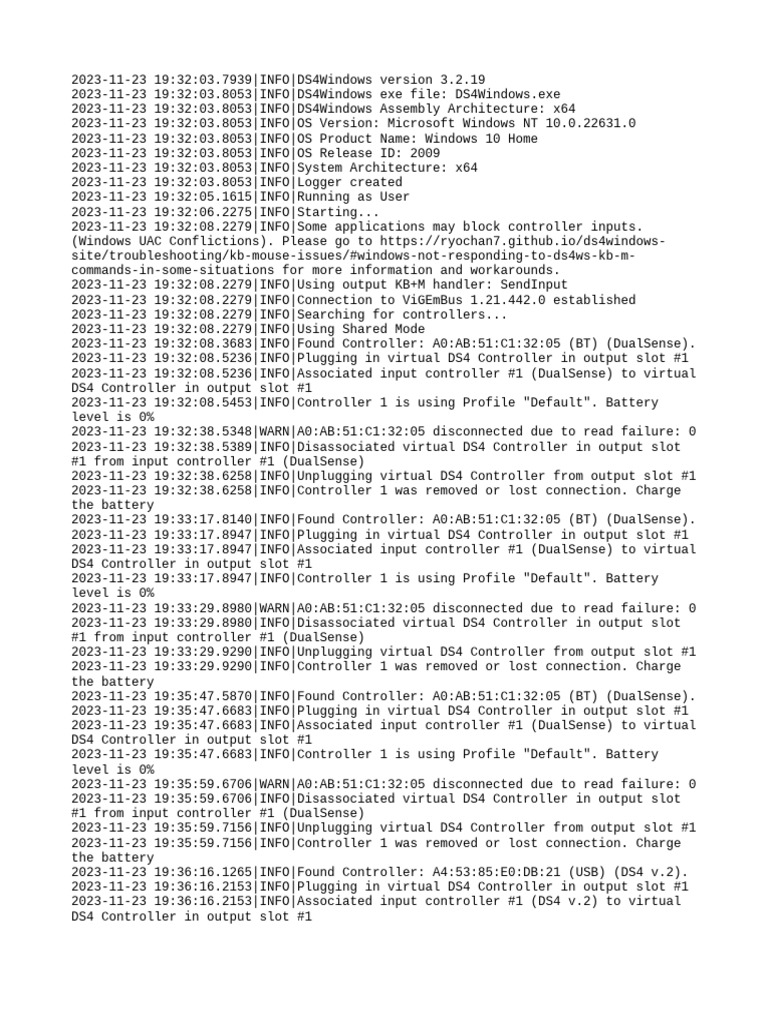 Ds4windows Log 20231123.3 | PDF | Microsoft Windows | System Software