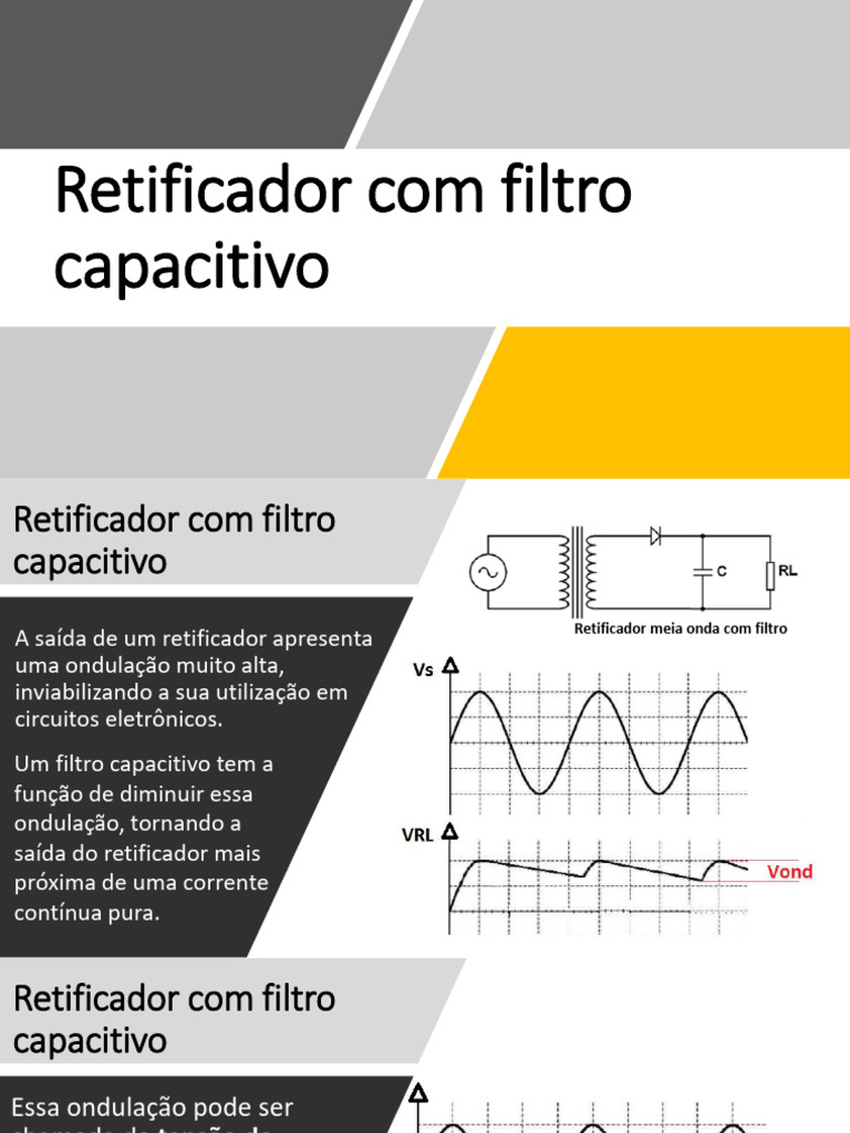 Aula 5 - Retificadores Com Filtros | PDF | Retificador | Componentes ...