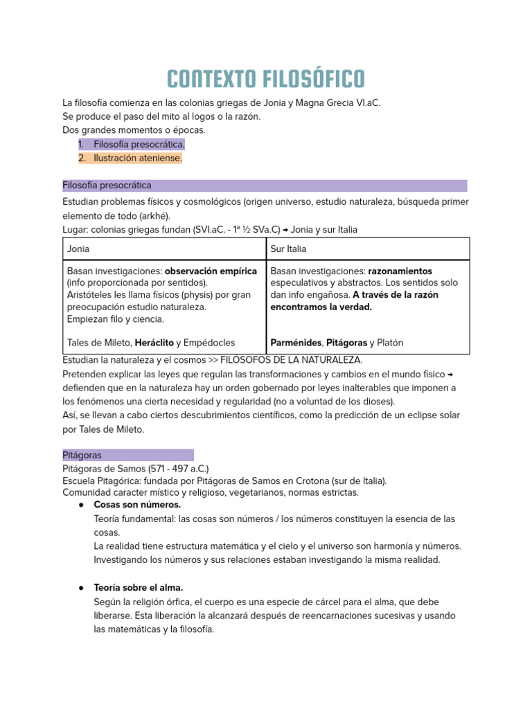 Filosofía Presocrática e Ilustración Ateniense | PDF | Platón | Sócrates