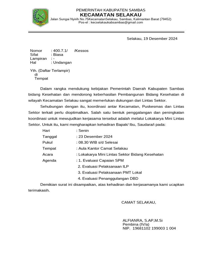 Lokakarya Kesehatan Selakau 2024 | PDF