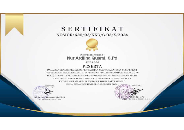 Sertifikat 2 Math Trail | PDF