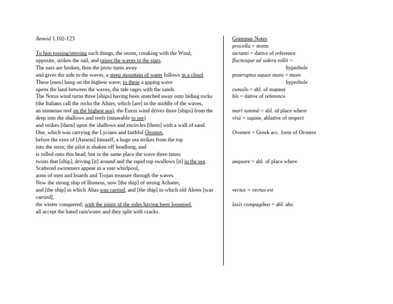 Aeneid 1 102 123 | PDF