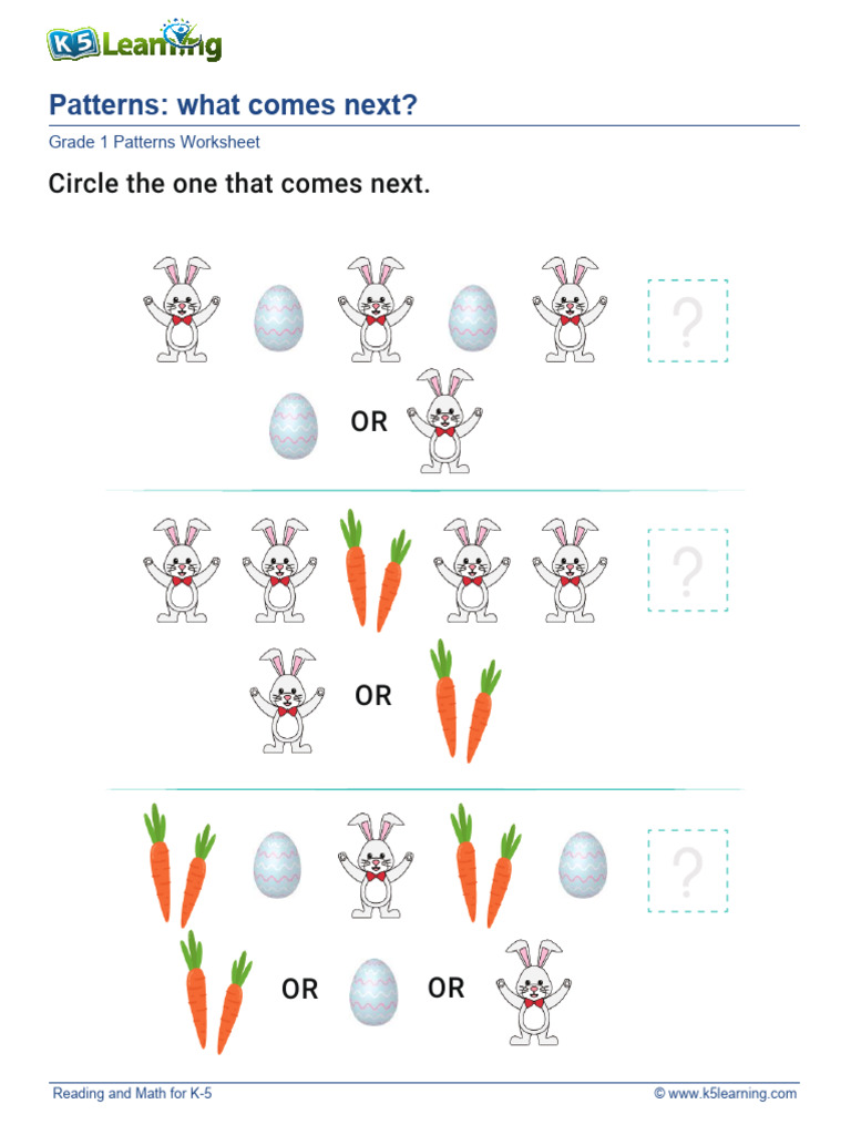 Grade 1 Patterns Worksheet | PDF