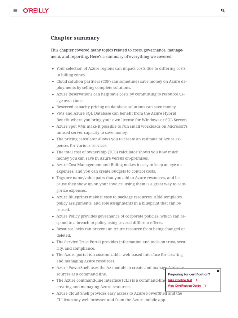 3chapter Summary - Exam Ref AZ-900 Microsoft Azure Fundamentals, 3rd Edition | PDF | Microsoft ...