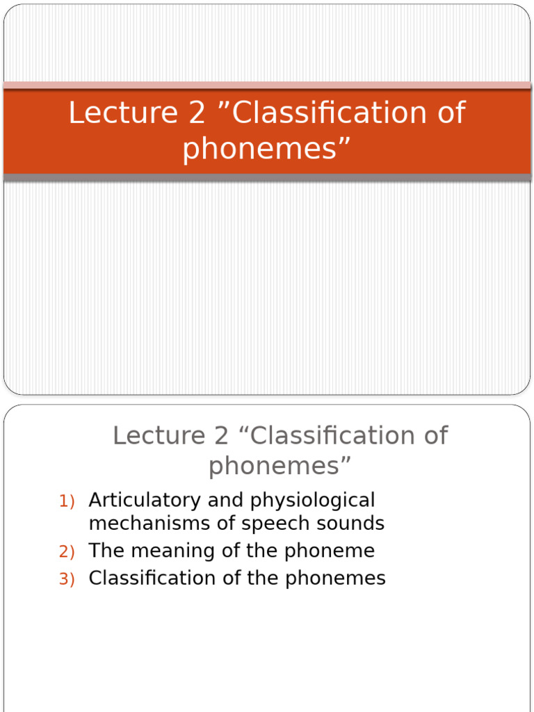 classification of phonemes | PDF | Vowel | Consonant