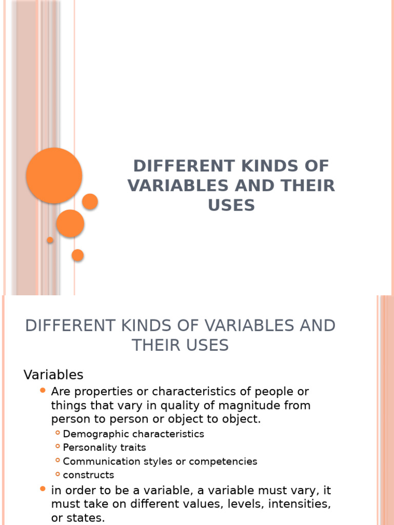 Different Kinds of Variables and Their Uses | PDF | Dependent And ...