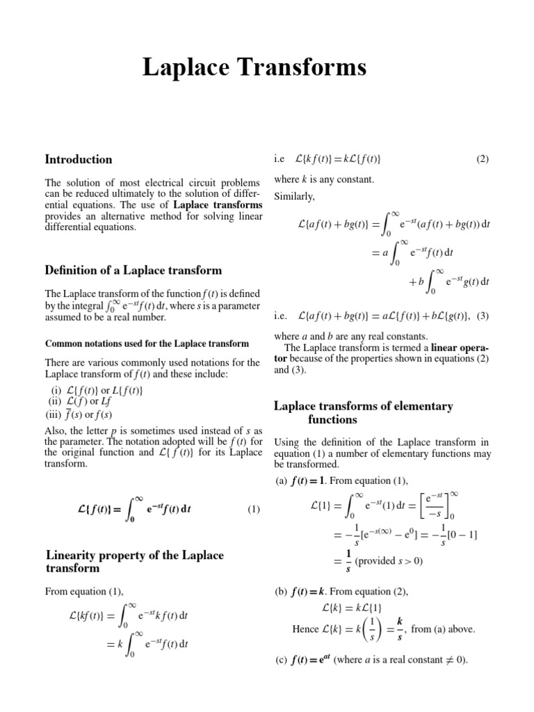 Laplace Transforms | PDF | Laplace Transform | Mathematical Physics