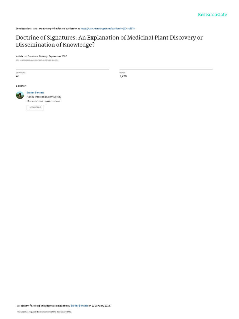 Doctrine of Signatures in Medicinal Plants | PDF | Ethnobotany