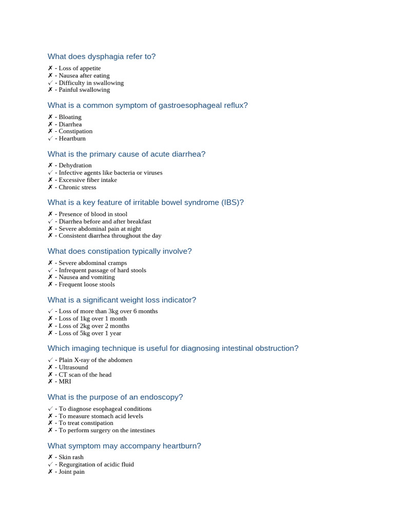 GIT MCQs | PDF | Constipation | Diarrhea