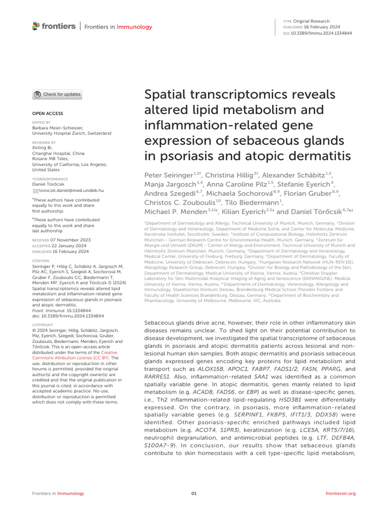 Spatial Transcriptomics Psoriasis Dermatitis | PDF | Transcriptome ...
