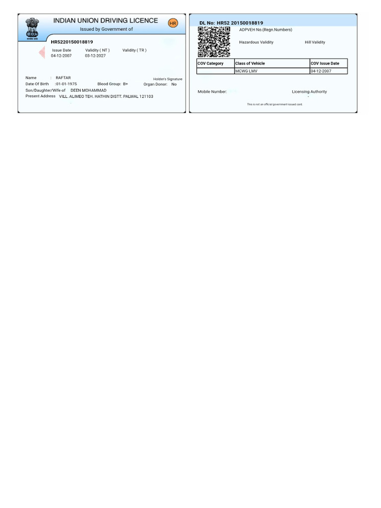 Driving License | PDF