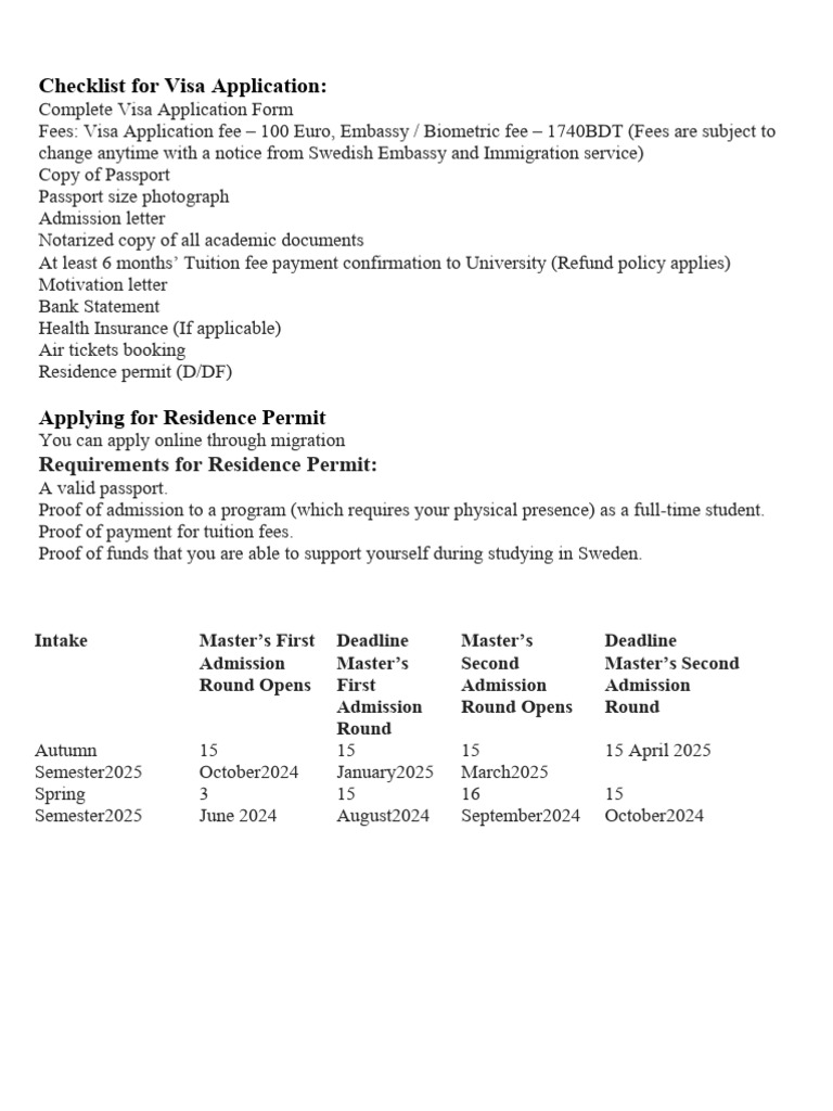 Visa and Residence Permit Guide for Sweden | PDF | Travel Visa | Passport