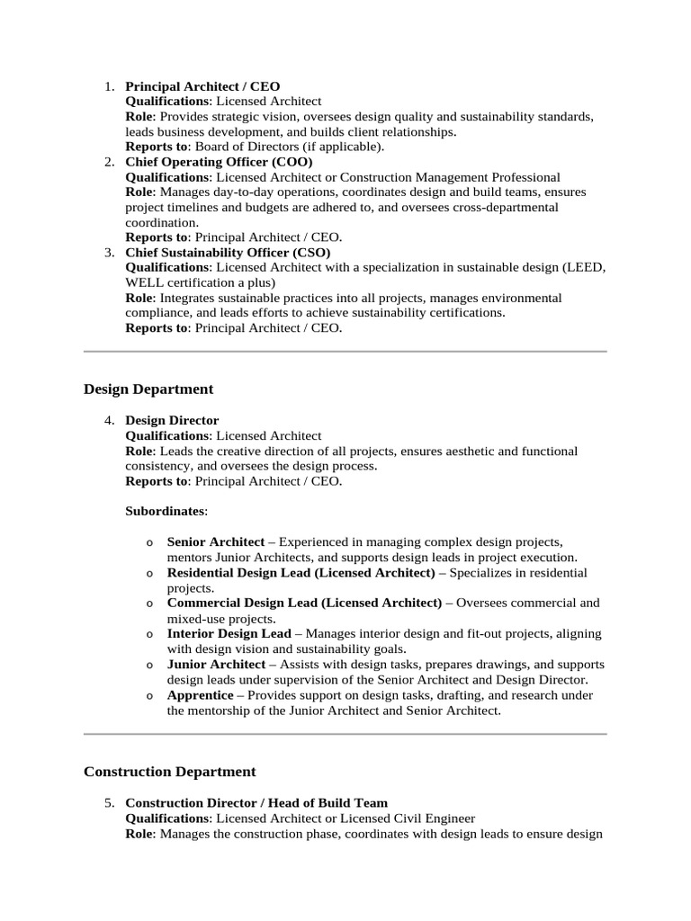 Org Chart | PDF | Architect | Business