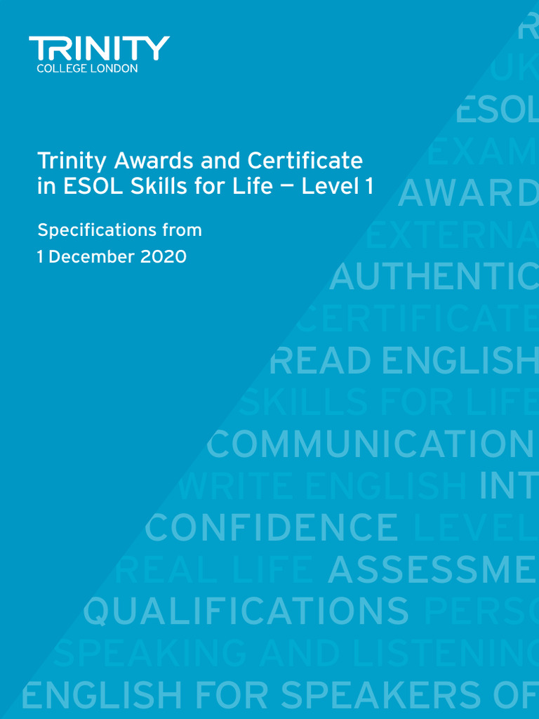 9270 Trinity ESOL Skills for Life Specifications - Level 1_ONLINE | PDF ...