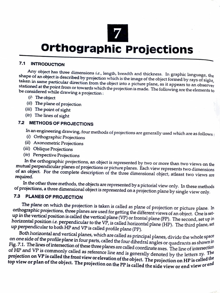 Chapter Orthographic And Point Projections Pdf Cartesian Coordinate System Technical Drawing
