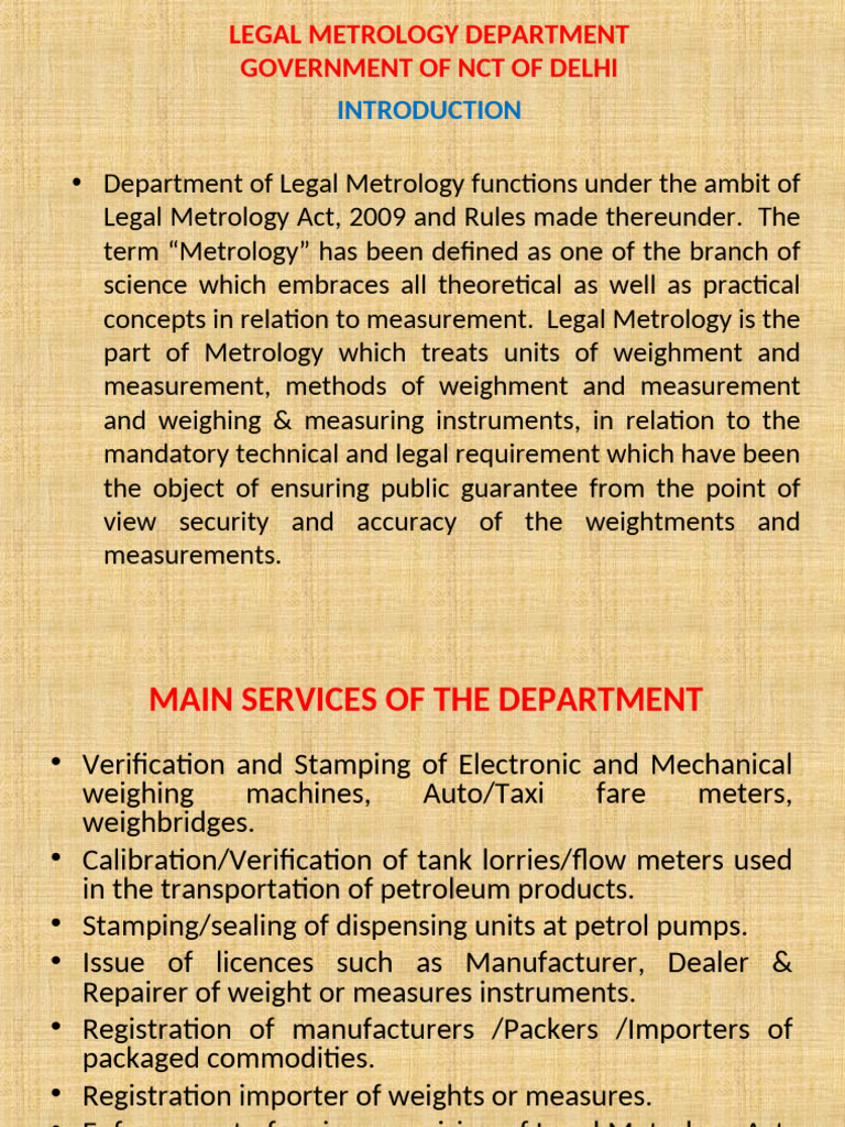 Delhi Legal Metrology Department Overview | PDF | Metrology | License