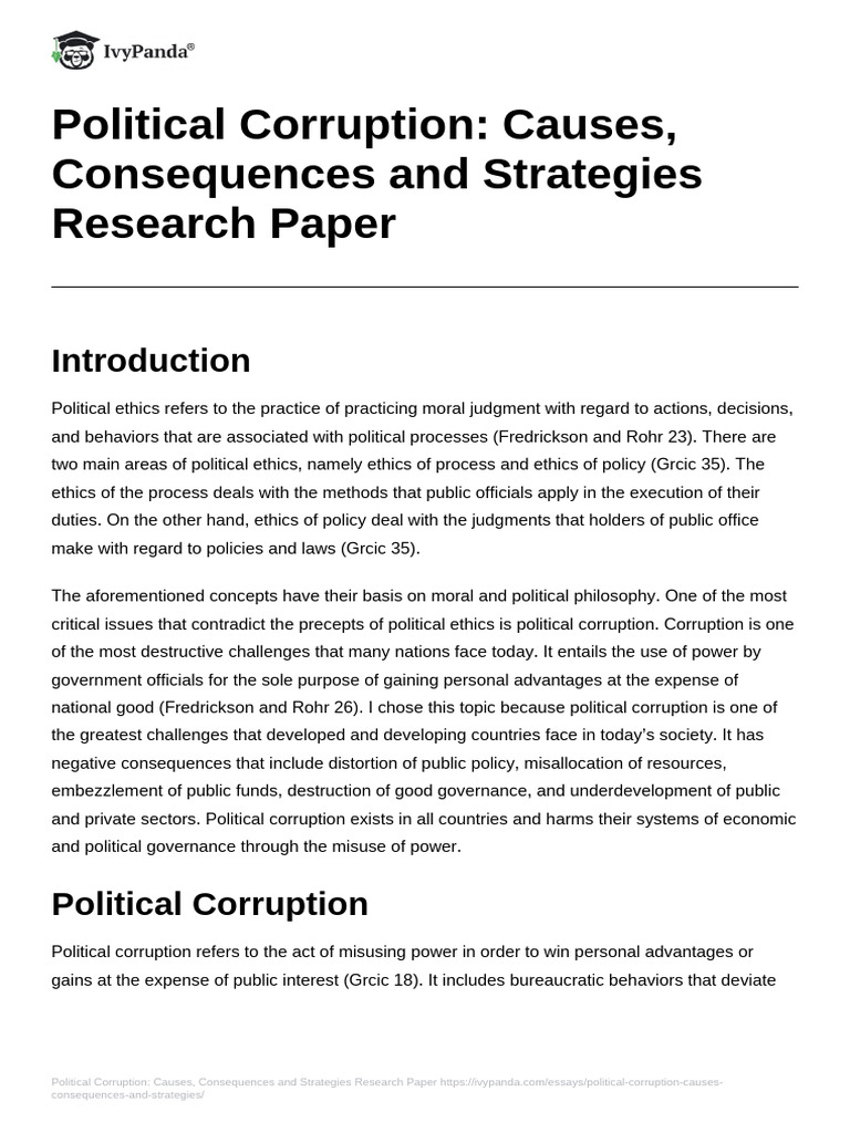 Political Corruption Causes Consequences and Strategies | PDF | Political Corruption | Corruption