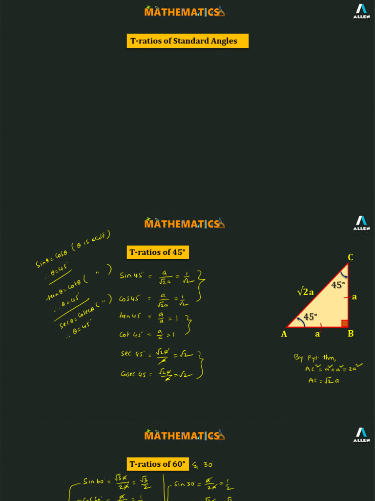 Trigonometric Ratios Guide | PDF | Trigonometric Functions | Angle