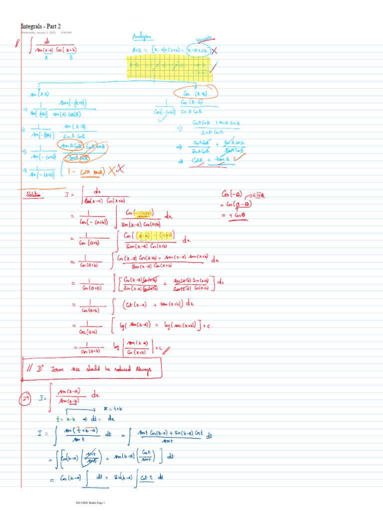 Chapter Integrals Till Slot 3 (Complete) | PDF