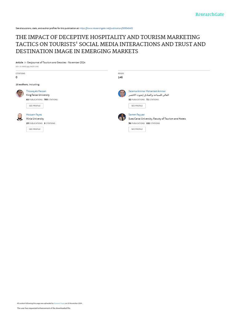 THE IMPACT OF DECEPTIVE HOSPITALITY AND TOURISM MARKETING TACTICS ON ...