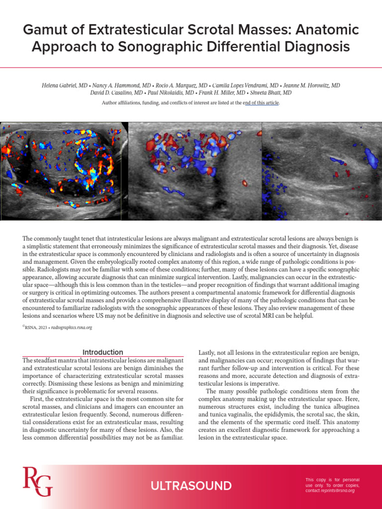 Gabriel Et Al 2023 Gamut of Extratesticular Scrotal Masses Anatomic ...