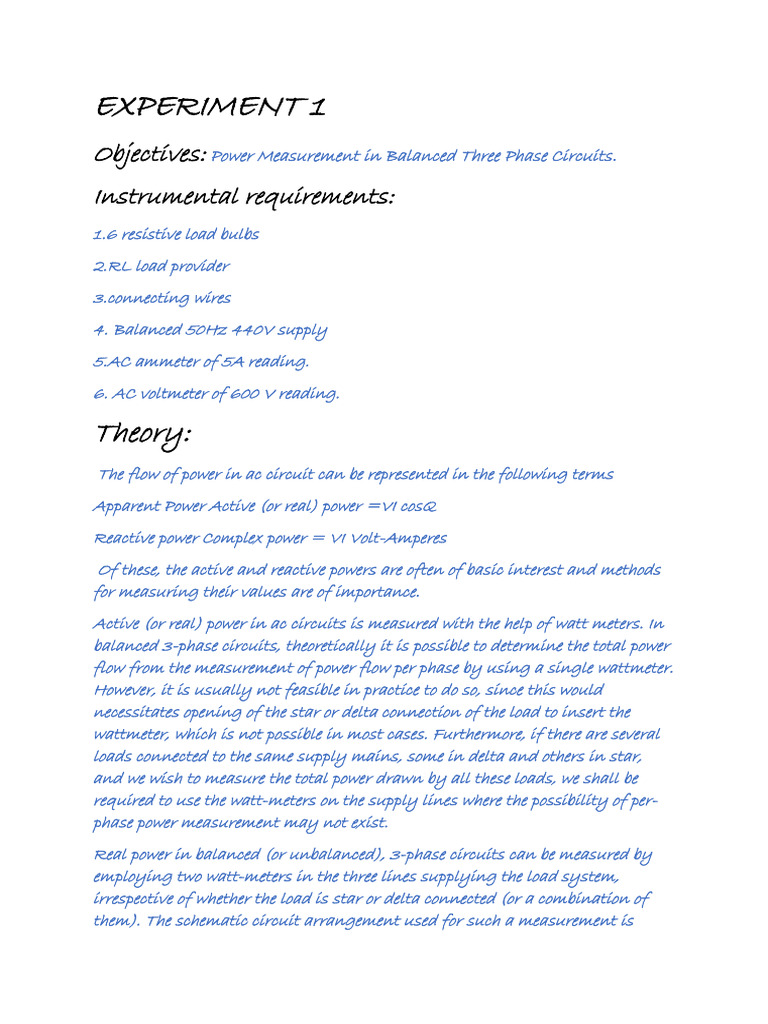 Experiment 1 | PDF | Ac Power | Alternating Current