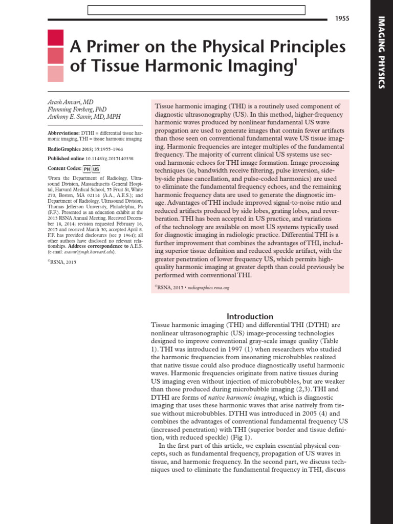 Tissue Harmonic Imaging Explained | PDF | Waves | Phase (Waves)