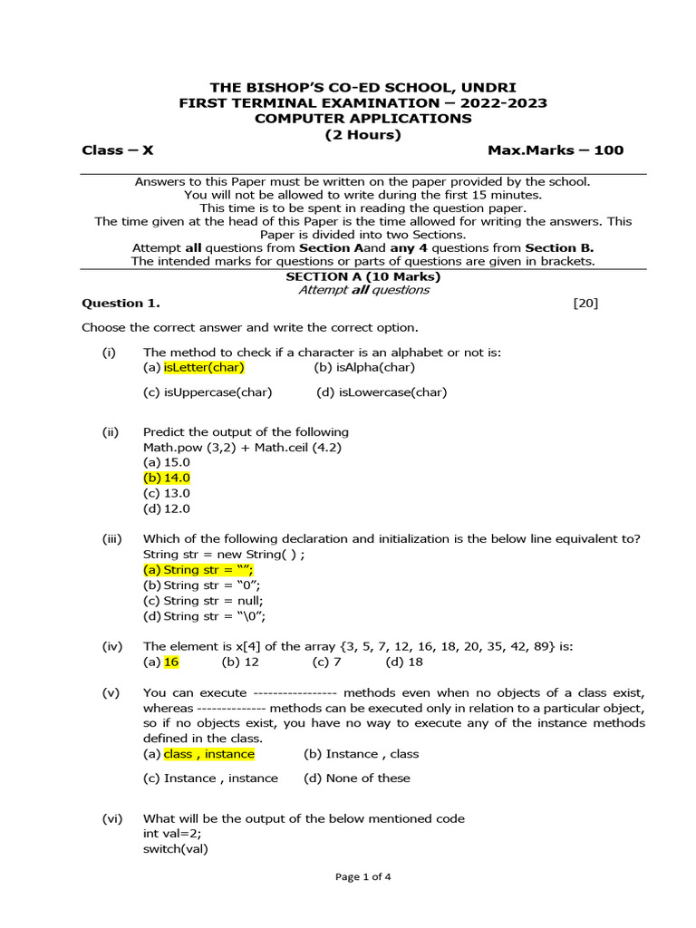 Class X Computer Applications Exam 2022 | PDF | Software Development | Computer Data