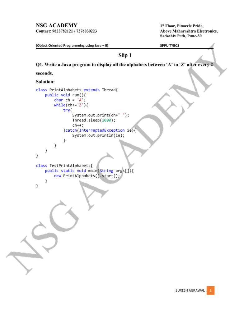 Nsgacademy Advjava Sppu Tybcs | PDF