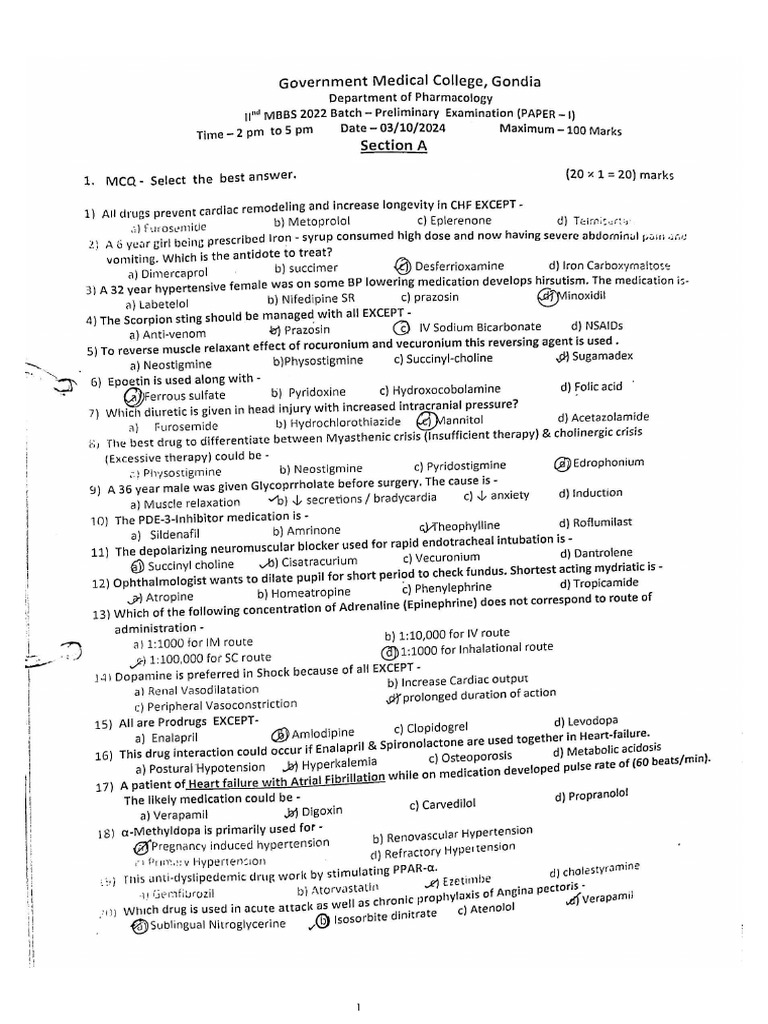 GMC GONDIA PRELIMS PAPER | PDF