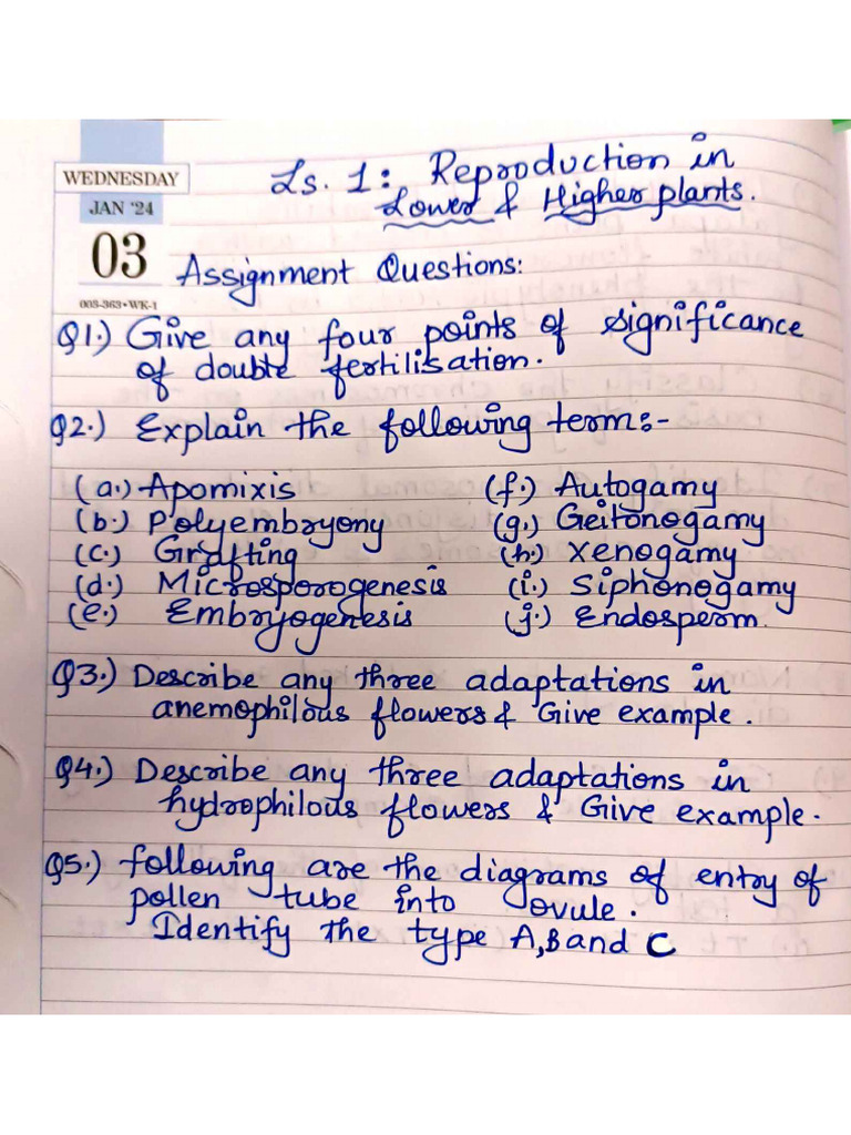 STD XII CH 1 (Bio Assignment) | PDF
