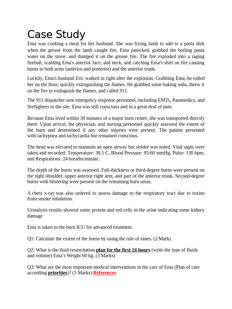 Ema's Burn Injury Case Study Analysis | PDF