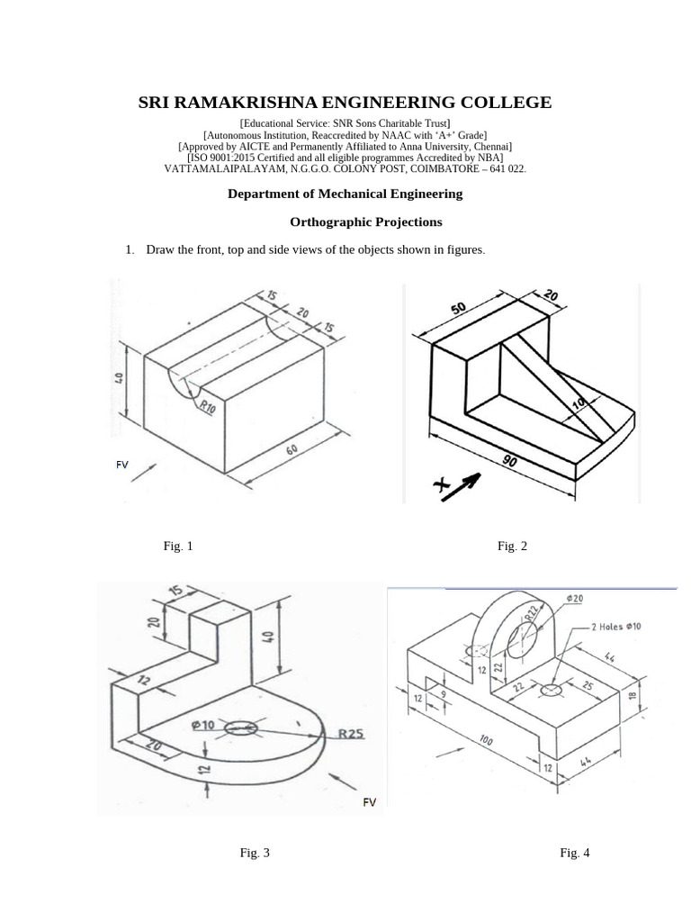 Orthograpic Projections Questions 1 | PDF