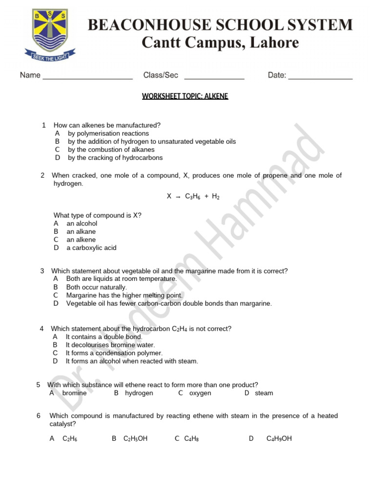 Alkene Pdf Alkene Hydrocarbons
