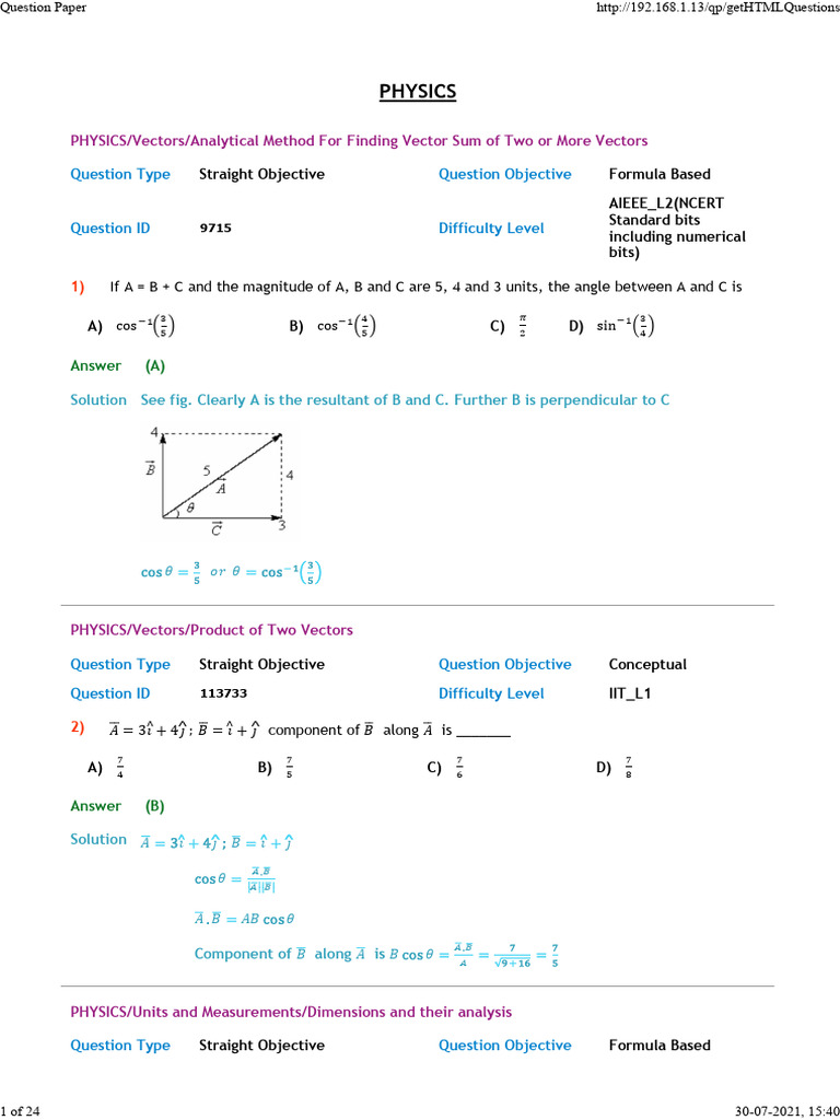 01-08-21_NM(In Com Jr's)_Batch_JEE-ADV(2016-p1)_Question Paper | PDF ...