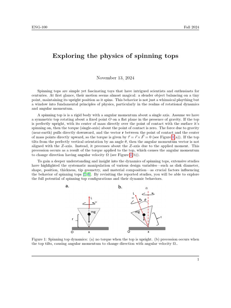 Exploring the physics of spinning tops | PDF | Rotation Around A Fixed Axis | Angular Momentum