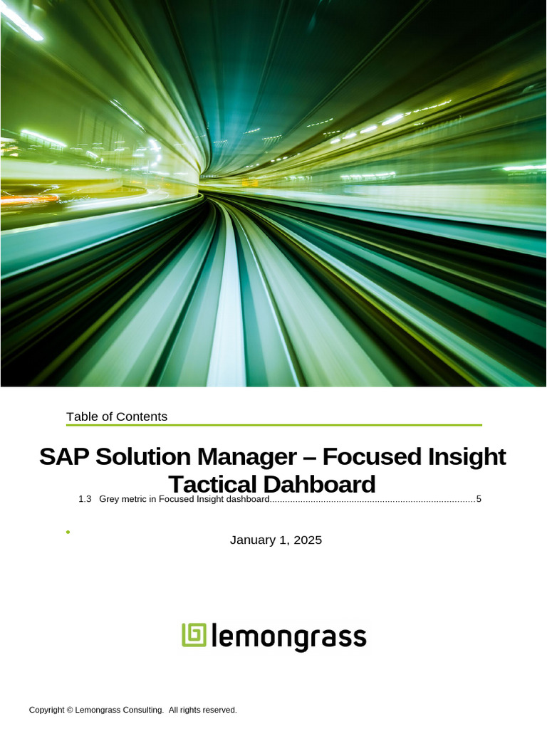 SAP Solution Manager - Focused Insight Tactical Dahboard | PDF