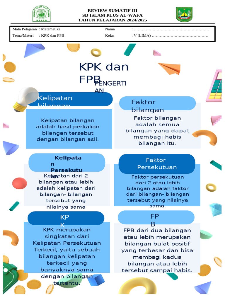 Review Sumatif FPB KPK 2024-2025 | PDF