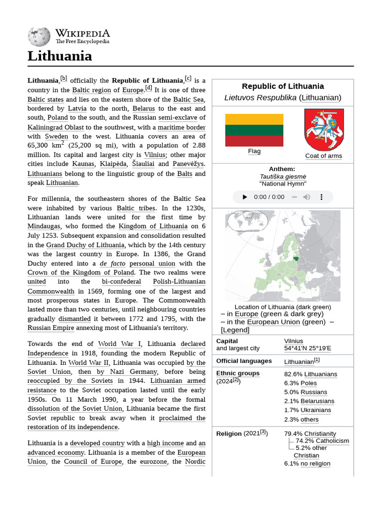 Lithuania | PDF | Lithuania